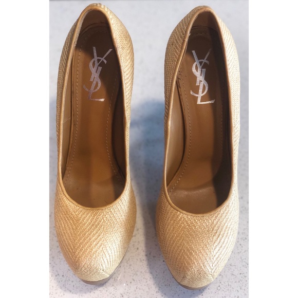Yves Saint Laurent | Shoes | Ysl Tribtoo Woven Stiletto Platform Heels ...